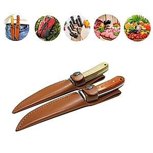 Ipretti Two 3-Inch Super Sharp Knife with PU Protective Sleeve,High Carbon Steel Durable Portable Wooden Handle Knife for Outdoor,Picnics,Kitchen Cooking(Meat,Fruits,Vegetables,Seafood)