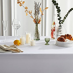 MYSKY HOME White Tablecloths for Rectangle Tables - 60 x 102 Inch Table Cloth Washable Fabric for 6 Foot Table Polyester Tablecloth Decor for Buffet Table, Parties, Holiday Dinner, Wedding