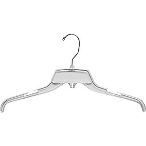 Clear Plastic Top Hanger, Box of 100 Space Saving Hangers w/ Notches and 360 Degree Swivel Hook for Shirt or Dress by The Great American Hanger Company