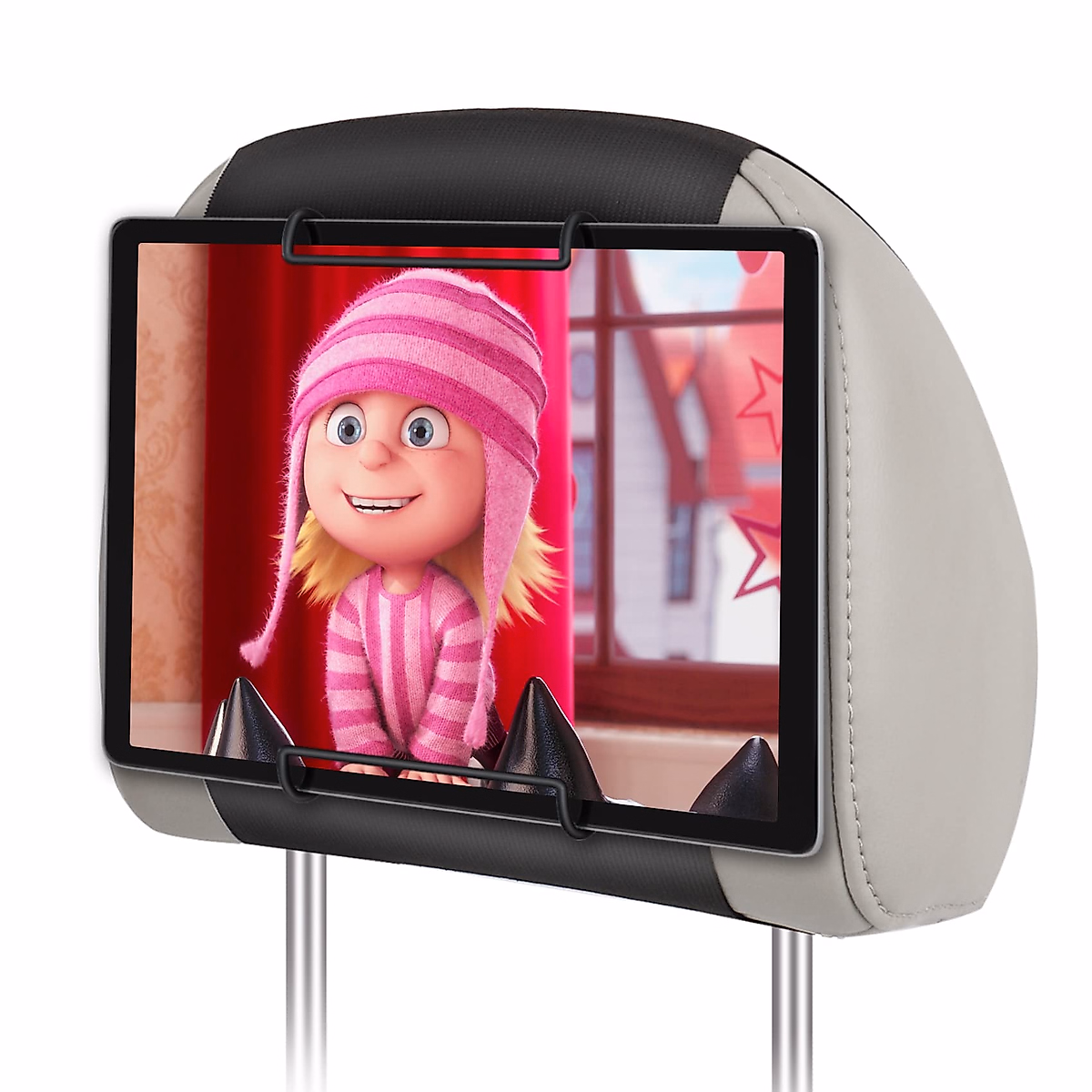 WONNIE Upgrade Tablet Holder for Car, Car Headrest Mount Holder for Back Seat, Car Tablet Mount for Kids with Silicone Strap & Anti-Slip Holding Clamps, Fits All 10-12.9" Tablets