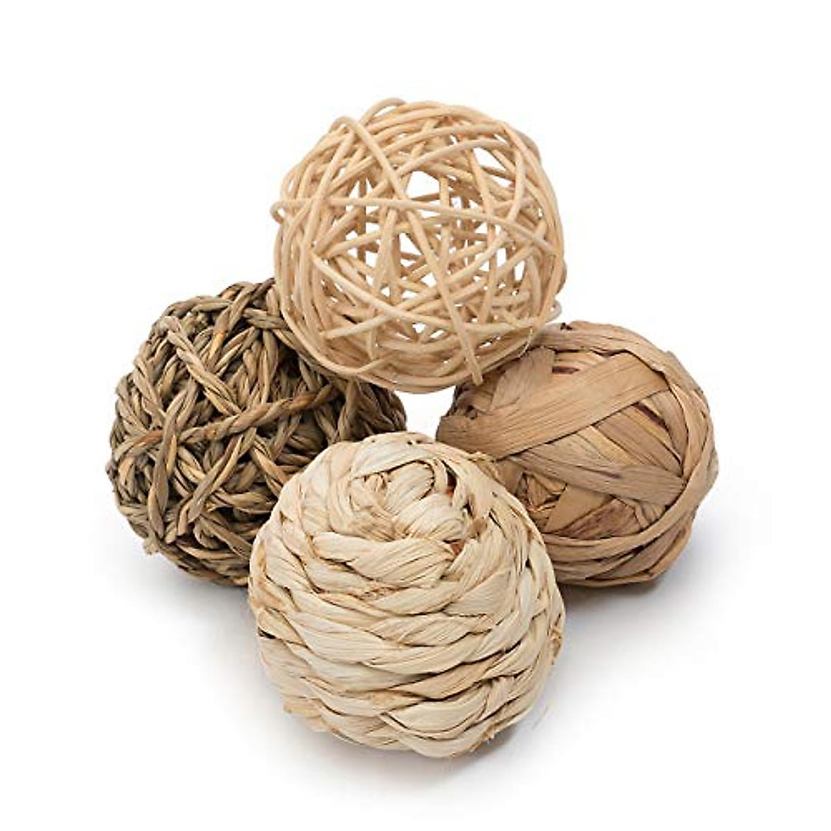 Niteangel Natural Chew Activity Toys Fun Safe Hay Grass Pet Balls for Chinchilla Guinea Pig Rats Rabbits Hamster Gerbil Degu Bunny and Other Small Animals