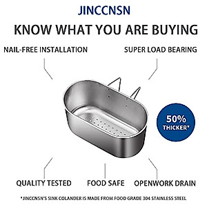 Stainless Steel Sink Drain Strainer Basket, Multifunctional Hanging Sink Strainer Colander Drain Basket for Filter Food Waste and Wash Fruits or Vegetables (Silver)