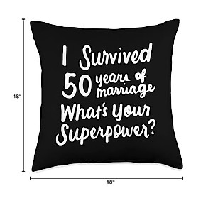 50 Years of Marriage Superpower Golden Wedding Anniversary Throw Pillow