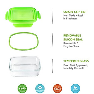 Wean Bowls Glass Food Storage Garden Pack - Pack of Four (4), 5.4 oz round containers Blue, Orange, Green, Grape