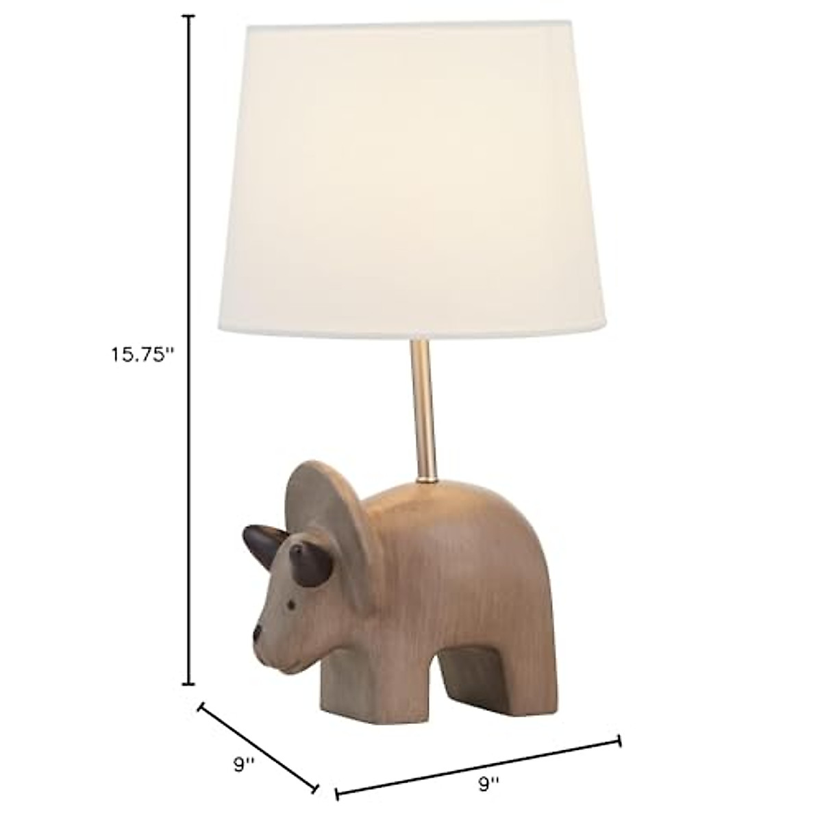 Maxax Dinosaur Desk Lamp, Grey Dinosaur Bedside Table Lamp with White Shade, Nightstands