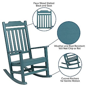 Flash Furniture Winston All-Weather Poly Resin Rocking Chair in Teal