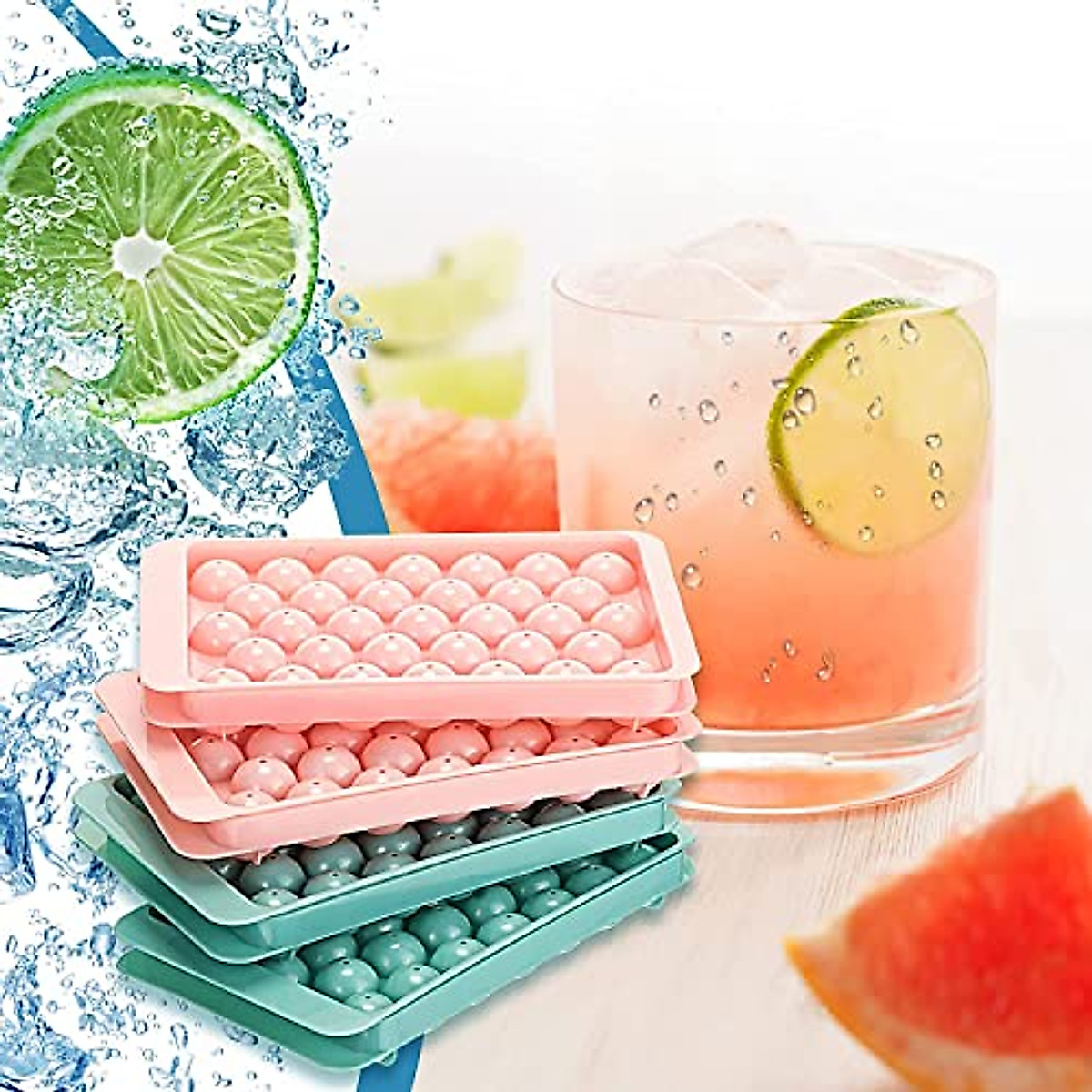 Round Ice Cube Tray with Lid Mini Ice Ball Maker Mold Ice Cube Mold Trays Ice Trays for Freezer Sphere Ice Cube Tray Ice Ball Tray