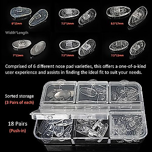 Push-in Eyeglass Nose Pads - PFDHQS 18 Pairs Glasses Nose Pads Replacement Kit - 6 Options Available for Replacing and Having Spare Nose Pads for Sunglasses