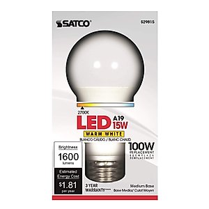BULB LED 15W A19 27K