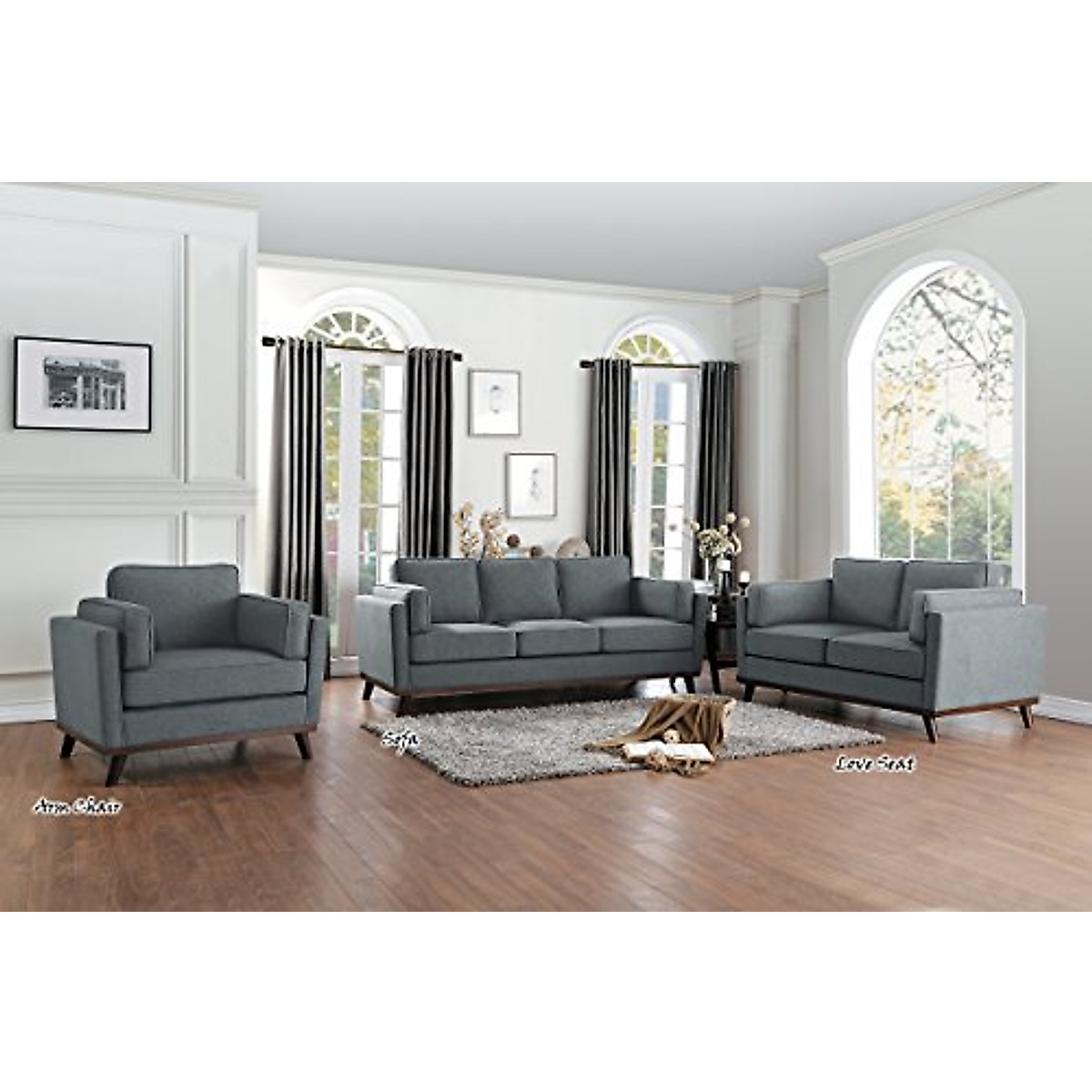 Homelegance 84", Gray Bedos Fabric Upholstered Sofa