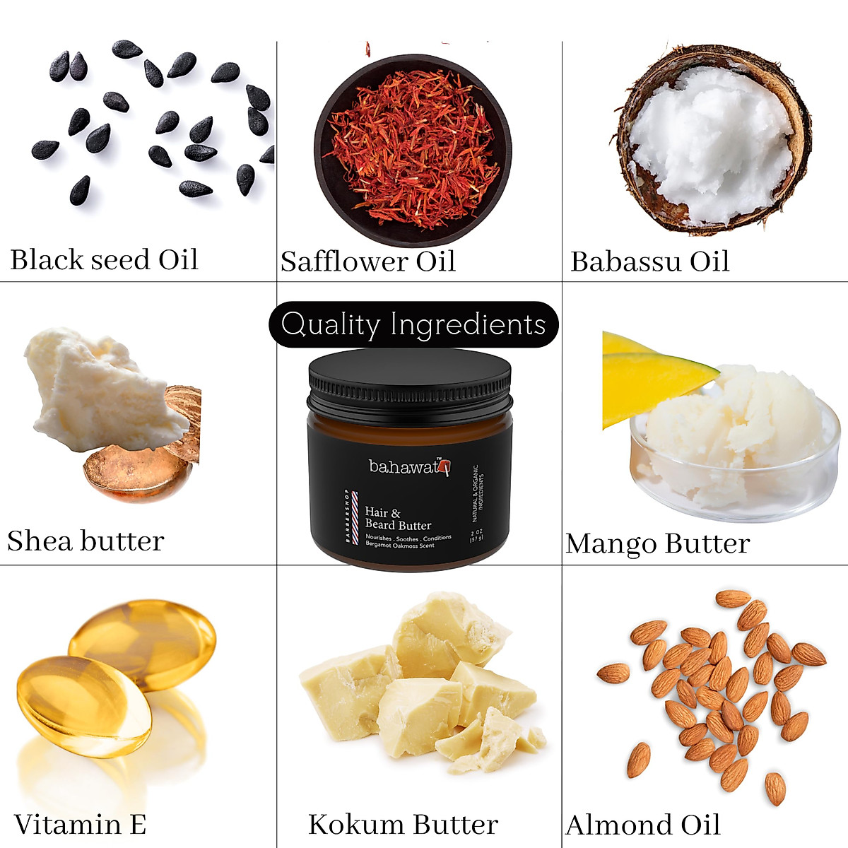 BAHAWAT Beard Butter for Men Leave-in Conditioner - herbal chamomile - Strengthen & Soften While Relieving Itch – Made in USA with 11 Organic, Natural Ingredients | The Best Beard Butter - 2 oz.