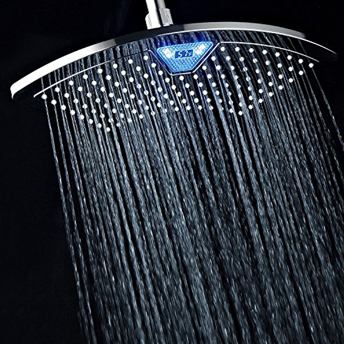 Dream Spa AquaFan 12 inch All-Chrome Rainfall-LED-Shower-Head with Color-Changing LED/LCD Temperature Display