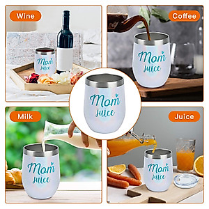 Supkiir Gifts for Mom- Mom Juice -Mom Birthday Mother’s Day Gifts from Son, Daughter for New Mom, Pregnant Mom, Wife Mommy Shark Wine Tumbler Mug, Sliver Rainbow