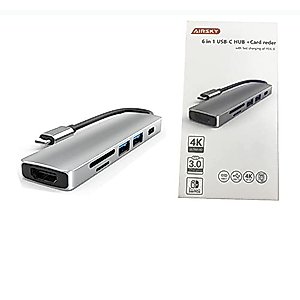 ANDROSET 6 in 1 USB-C Hub Type-C to HDMI + 2X USB3.0 + PD + TF + SD Adapter