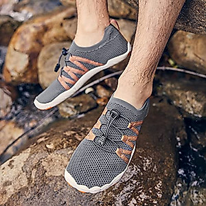 ALEADER Xbarefoot Mens Water Hiking Shoes Slip On Quick Drying Barefoot Shoes for River, Beach, Aqua Black Blue Size 9 US