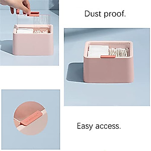 Storage Organizer, Bathroom Organizer Cotton Pad, 2 Grids Separate Cotton Swabs Dispenser, Plastic Storage Box  for Bathroom Home Office Storage (Pink)