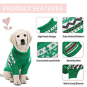 Phyxin Dog Sweater High Neck Pet Knitwear for Cats Dogs Christmas Sweater Pet Pullover for Small Medium Large Dogs Warm Pet Pullover for Winter