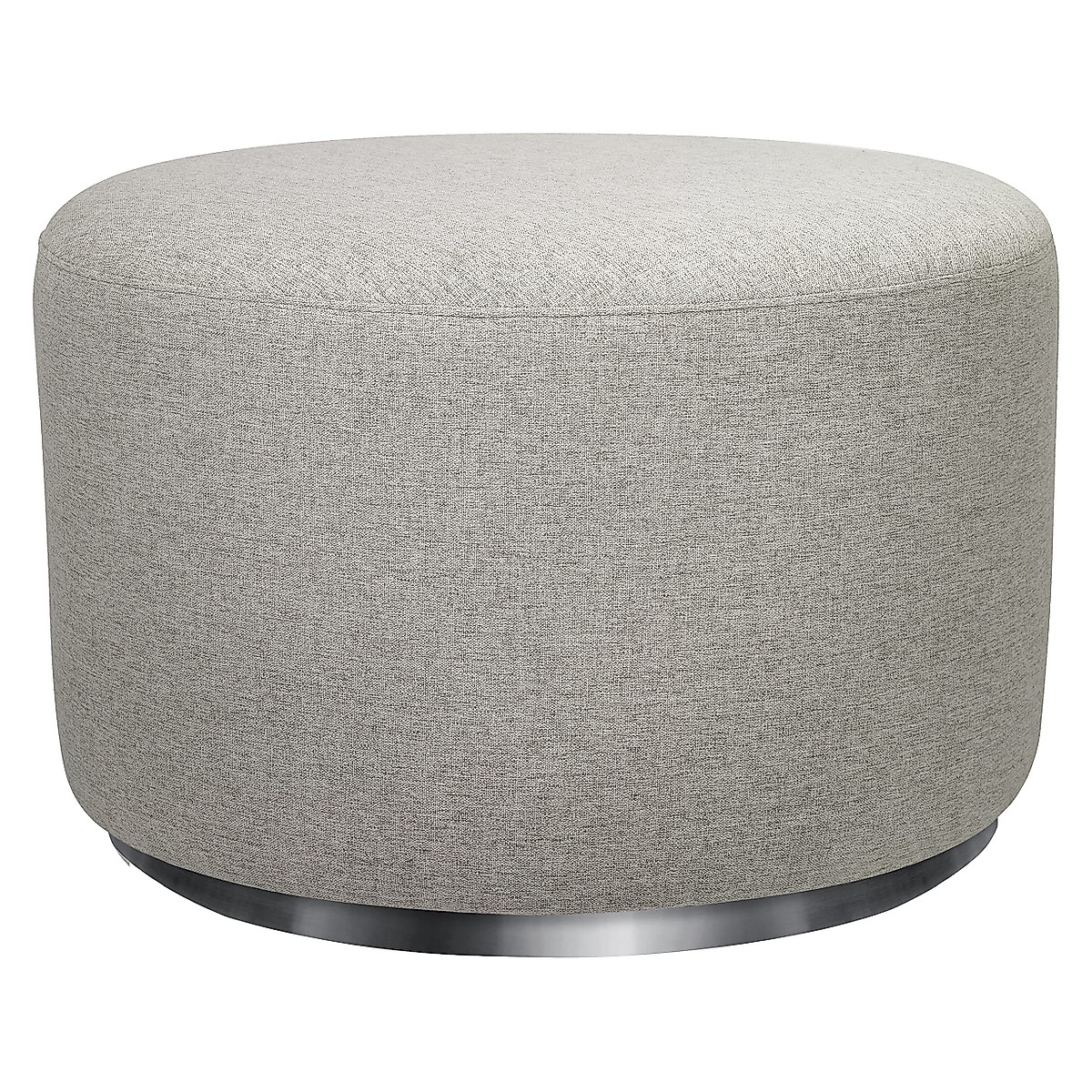 Babyletto Tuba Gliding Ottoman in Performance Grey Eco-Weave with Silver Base, Water Repellent & Stain Resistant, Greenguard Gold and CertiPUR-US Certified