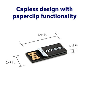 Verbatim 8GB Clip-It USB 2.0 Flash Drive Cap-less Thumb Drive Resistant to Water, Dust, and Static Discharge 3 Pack - Black, White, Red 98674