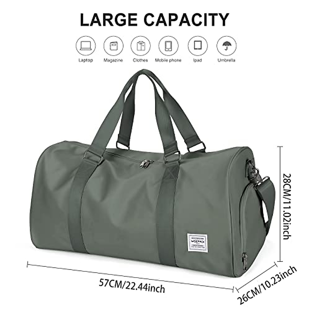 Gym Bag for Men Women,Small Fitness Workout Sports Duffle Bag with Wet Pocket & Shoes Compartment, Waterproof Overnight Weekender Duffel Bags for Traveling Dark Green