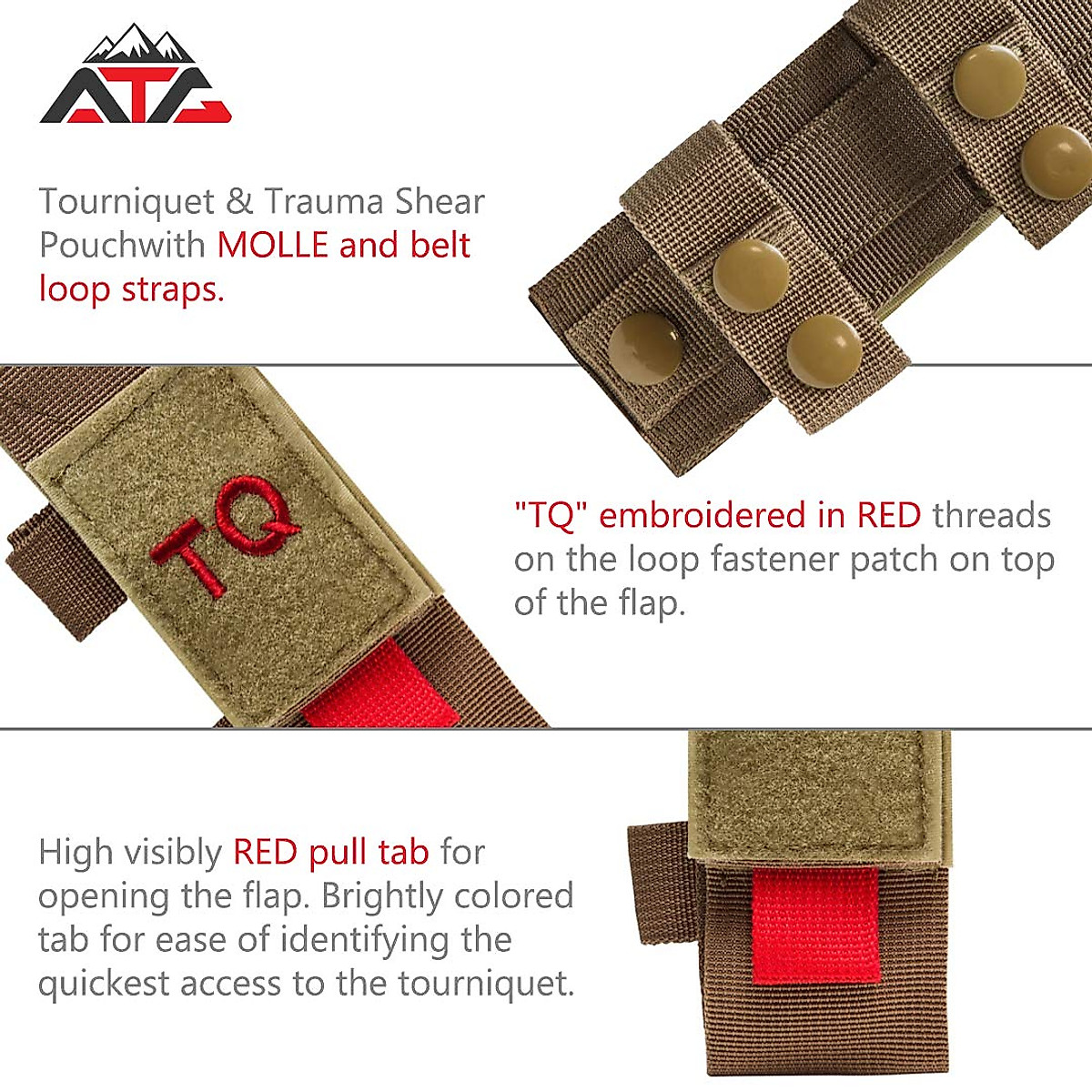 Tactical Tourniquet & Trauma Medical Shear Pouch MOLLE PALS Duty Belt Loop EMT EMS (Tan)