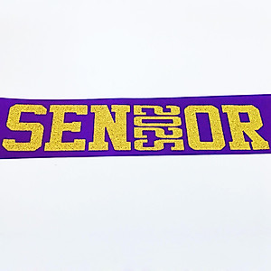 Senior Sash 2025 Purple,10 Pack Senior Cheer Sashes Gold Glitter Letter Class of 2025 Graduation Celebration Class Competition Sash Party Supplies