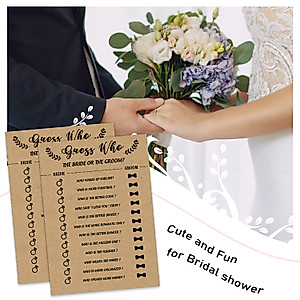 Bridal Shower Game, Guess Who the Bride or Groom Game Cards for Wedding, 30 Wedding Bridal Shower Party Game Cards Ideas for Couple-to-Be, Who Knows the Bride and Groom Fun Activities Card Game