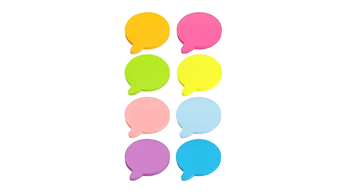 Bright Colorful Bubble Shape Sticky Notes - 8 Pads of 75 Sheets