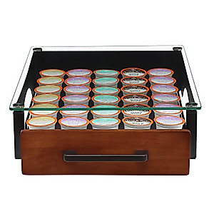 K Cup Storage Drawer Under Brewer by Saratoga Home - K Pod Holder for K Cups Compatible for Keurig Coffee Pod Holder, K Cup Organizer Drawer With Solid Steel and Real Wood, K Cup Holders for Counter