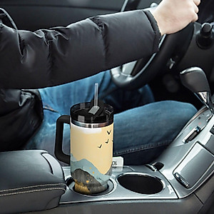 Selerdon 40 oz Tumbler Landscape Art with Handle and Straw Lid Vacuum Stainless Steel Insulated Water Bottle Travel Mug Car Cup Holder Friendly BPA Free for Gym Travel Office