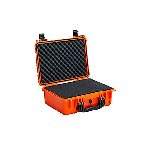 MEIJIA Portable All Weather Waterproof Camera Case with Customizable Fit Foam,Fit Use of Drones, Camera, Equipments, Pistols,15.98x12.99x6.85inches(Orange)