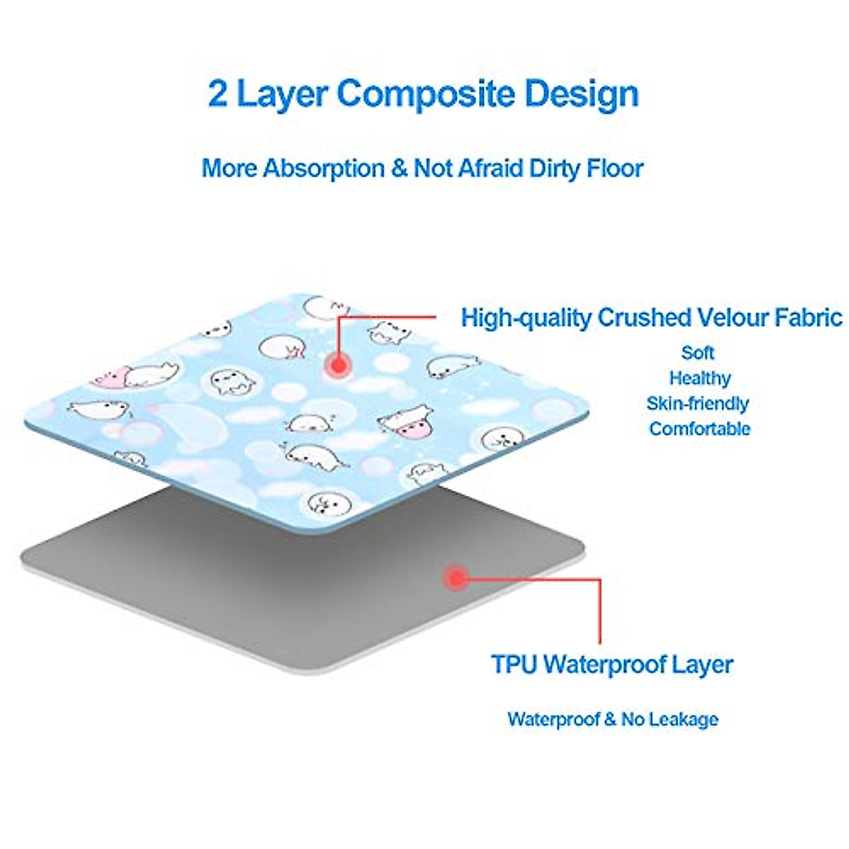 kathson 4 Pack Guinea Pig Cage Liner Hamster Cage Bedding Pad Reusable Pee Pads Super Absorbent Waterproof Food Mat for Small Animals