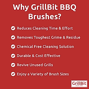 GrillBit BBQ Drill Brush for Grill Cleaning. Drill Cleaning BBQ Wire Brush. 7 Piece Set. Clean & Restore Your Grill Fast & Easy. Brass Coated Wire Brushes. Super Effective. Not Plastic. Not Meltable.