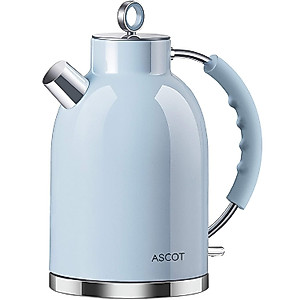 ASCOT Electric Kettle, Stainless Steel Electric Tea Kettle Gifts for Men/Women/Family 1.5L 1500W Tea Heater & Hot Water Boiler, Auto Shut-Off Boil-Dry Protection (Blue)