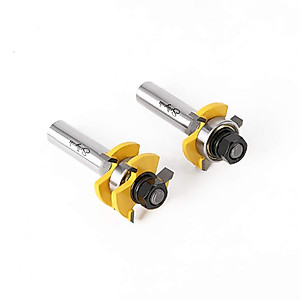 Tongue and Groove Router Bit Set 1/4 shank, SellyOak Tongue Groove Router Bit, 3 Teeth Adjustable T Shape for Doors, Drawers, Shelves & More
