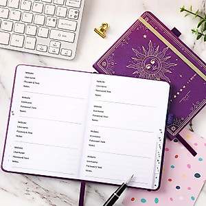 Password Book - Hardcover Password Book with Alphabetical Tabs for Internet Website Address Login, Pocket Size Password Keeper, 5.0" x 6.8", Password Organizer for Home Office Desk Use - Purple