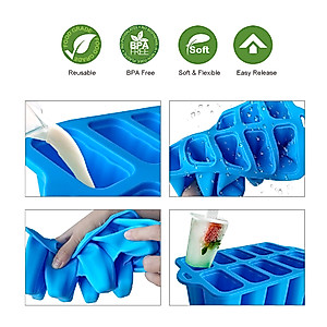 Midnadiy Silicone Popsicle Molds with Sticks, Easy Release Popsicle Maker Mold Set, BPA Free Ice Pop Mold, 10-Cavity Homemade Ice Cream Mold for Kids, Toddlers, Adults