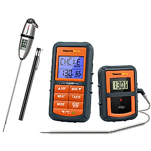 ThermoPro TP-02S Instant Read Meat Thermometer + ThermoPro TP07S Wireless Meat Thermometer for Cooking