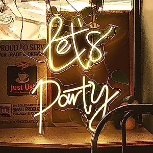 Super Large Neon Sign for Wall Decor, Yeeficent Let's Party Neon Sign Large for Bedroom Wall, 33.5 * 12 Inch Dimmable Neon Signs, Custom Light Up Sign for Wedding Party Birthday Gift (Warm White)