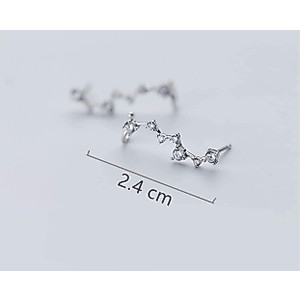 7 Crystals Ear Cuffs Hoop Climber S925 Sterling Silver Earrings Hypoallergenic Earring¡­