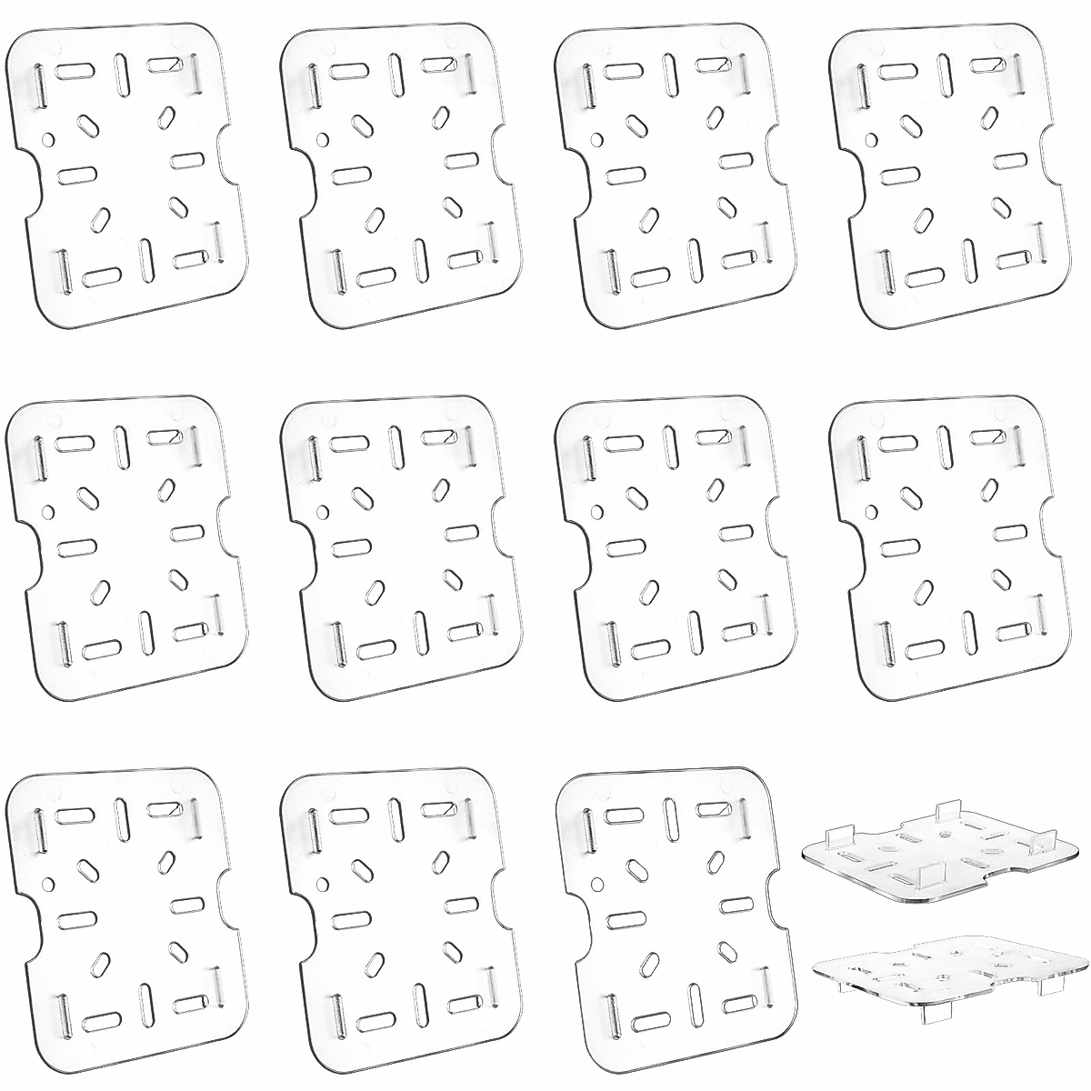 12 PCS Plastic Drain Shelf for 1/6 Size Food Pan Clear Plastic Grate Acrylic Food Drain Trays Plastic Drain Pan Clear Drain Trays for Food Fruit Vegetables Sink Teapot Dish Kitchen Restaurant Hotel