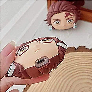 Pnakqil Japan Anime 3D Demon Slayer Hashibira Inosuke Kamado Tanjirou Bluetooth Wireless Earphone Case for Apple AirPods pro airpods Accessories (for AirPods Pro,Kamado)