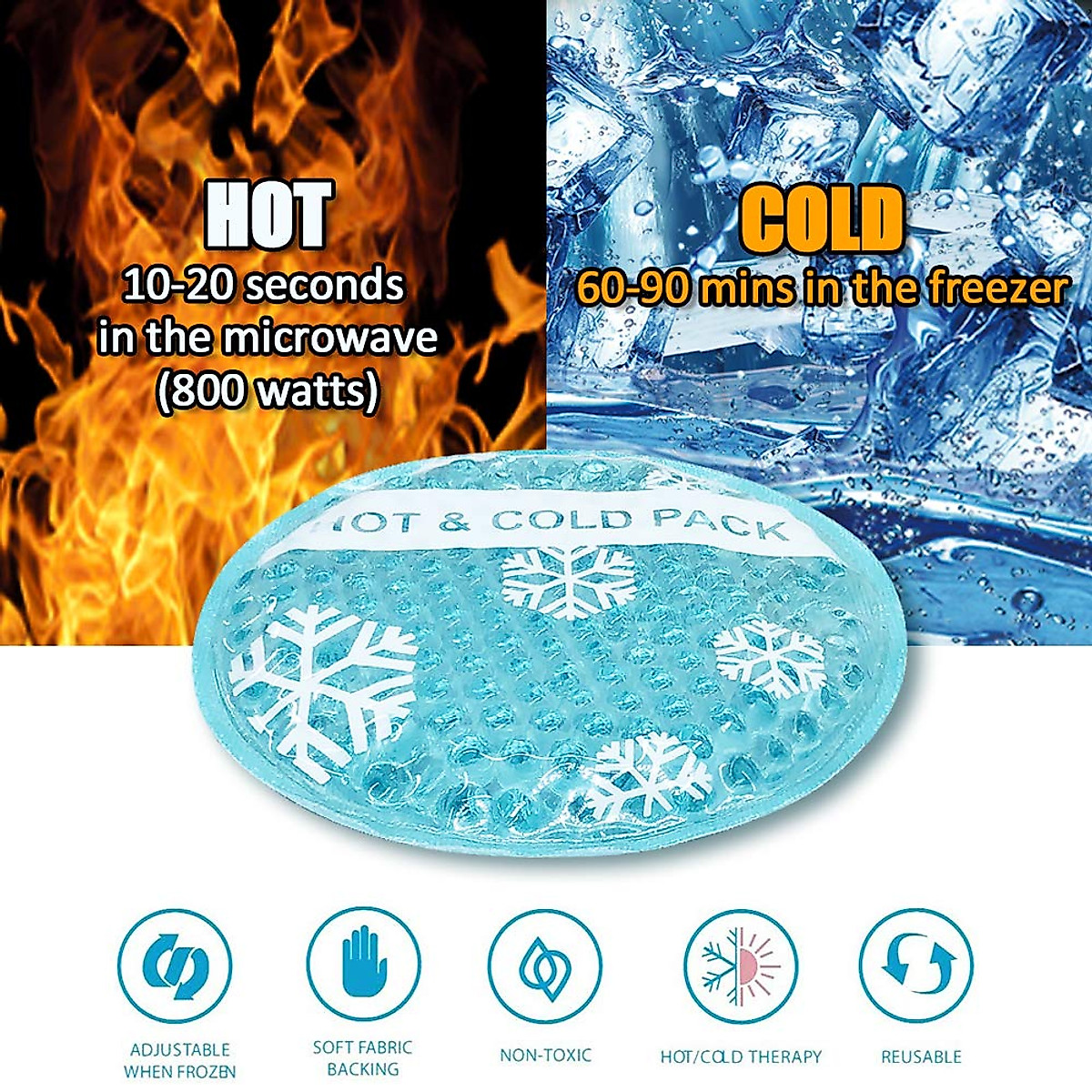 OLESILK Small Hot Cold 6 Packs, Reusable Round Gel Beads Ice Pack with Cloth Backing, Hot and Cold Therapy for Breastfeed Injury, Kids Pain Relief, Headache, Tired Eyes, Wisdom Teeth, Sinus Relief