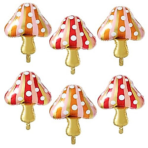 Mushroom Foil Balloons Party Bouquet Decorations Mushroom Mylar Balloons for Kids Birthday Baby Shower Mushroom Themed Party
