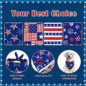 American Flag Dog Bandanas, 4th of July Dog Bandanas, 4 Pack Triangle Pet Scarfs, Holiday Pet Bandana for Small Medium Large Dogs Cats Pets