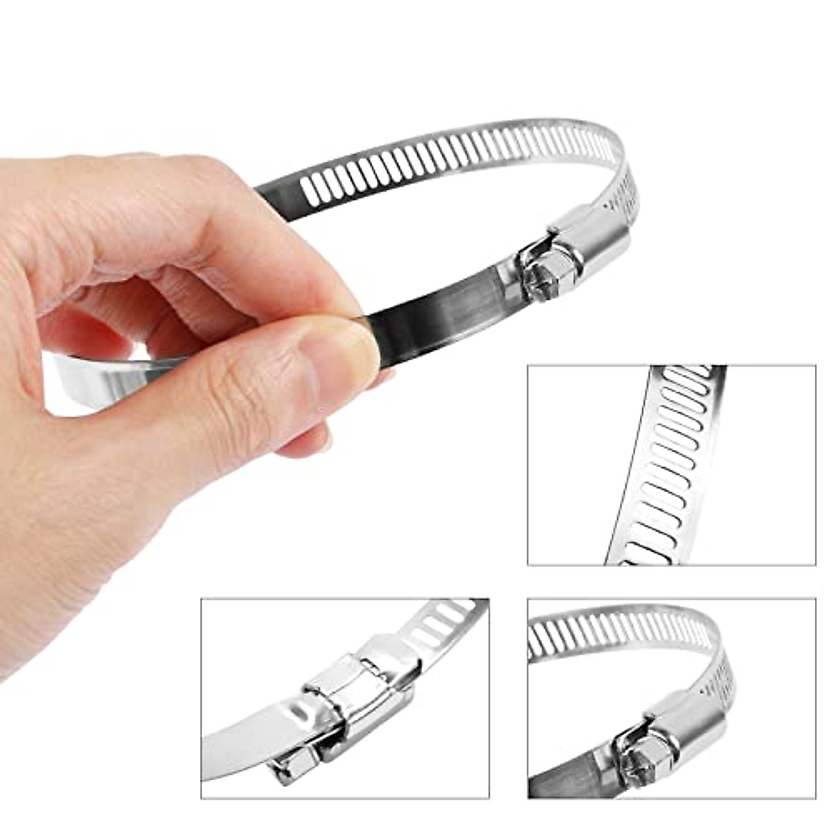 Harapu 4 Inch Duct Clamp, Stainless Steel Large Hose Clamp Adjustable Diameter 91-114mm Worm Drive Clamp for Plumbing Dryer Vent for Automotive Mechanical Agriculture, 2 Pack