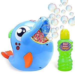 Kidzlane Bubble Maker Machine for Kids - Big Bubbles Speed Blower for Toddler's Outdoor Party Play - Makes 500 to 1000 per Minute (Bubble Dolphin)