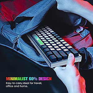 XINMENG 60% Wired Gaming Keyboard and Mouse Combo True RGB Mini Mechanical Feel Ultra-Compact Keyboard and RGB 6400 DPI Honeycomb Optical Mouse,Gaming Mouse pad for Windows Mac Laptop PC Gamer