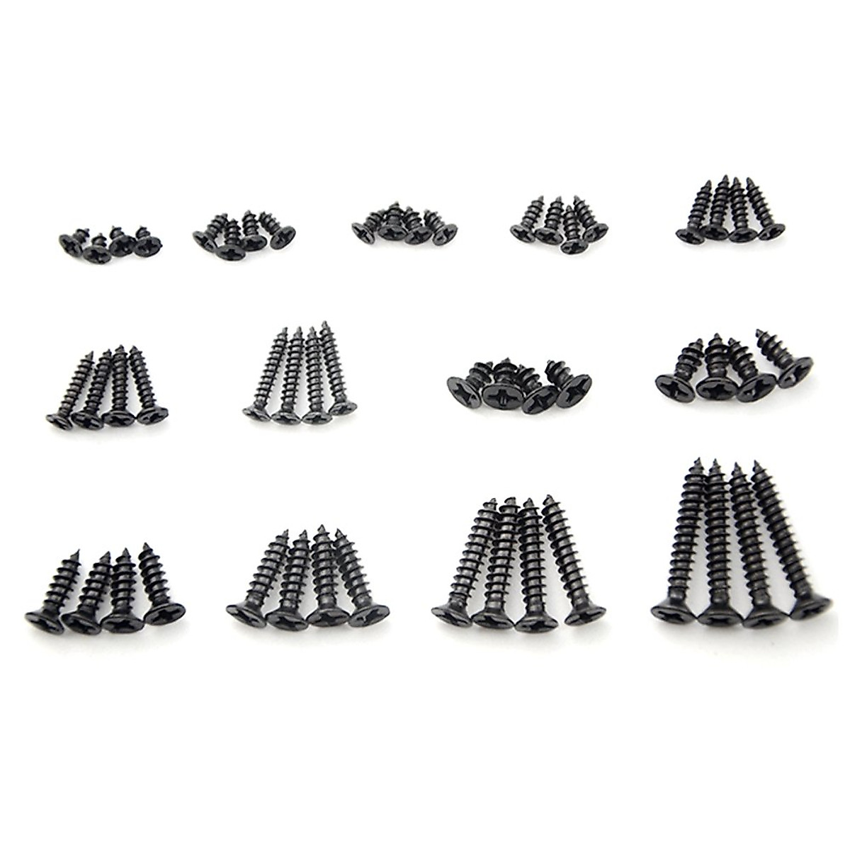 XINGYHENG 650Pcs 13 Kinds M2 M2.3 M3 Black Sunk Head Self Tapping Screw Black Oxide Stainless Flat Cross Recessed Pan Head Screw Assortment Kit