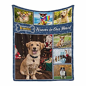 InterestPrint Customized Blankets with Photos Text Personalized Picture Blanket for Dog Gifts for Birthday Family Pet Custom Photo Blanket 7 Collage Throw Blanket for Beding Sofa Travel